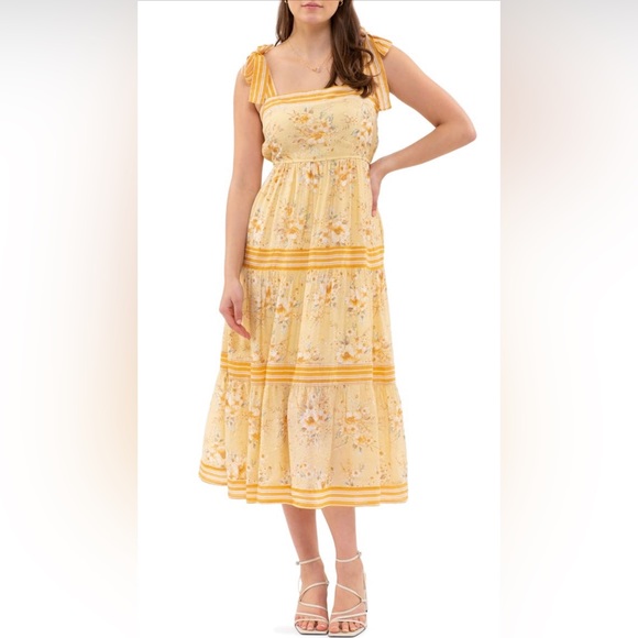 Blu Pepper | Dresses | Blu Pepper Floral Stripe Tie Strap Maxi Dress ...